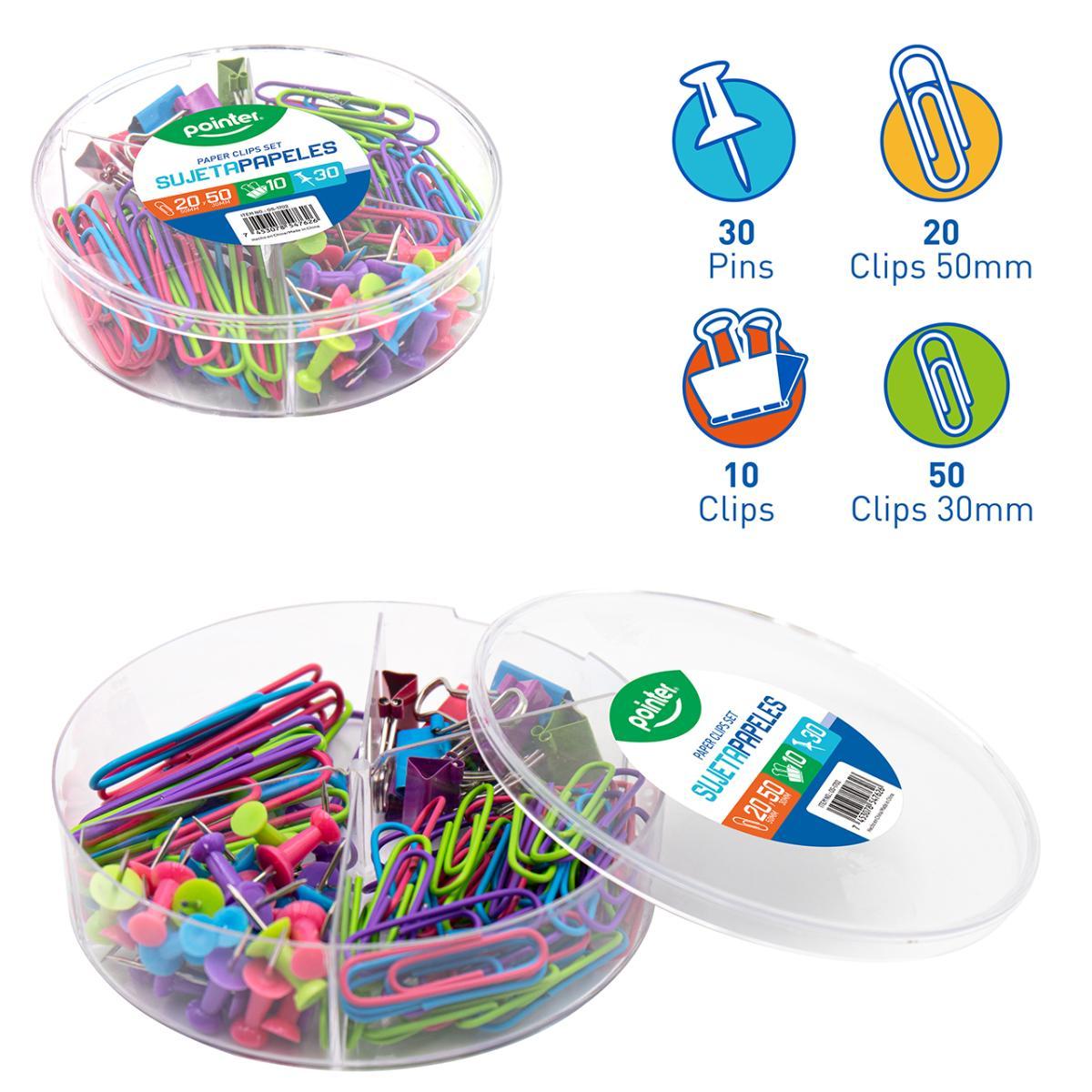 Papelería lo de Juli - Clips set redondo variedades POINTER